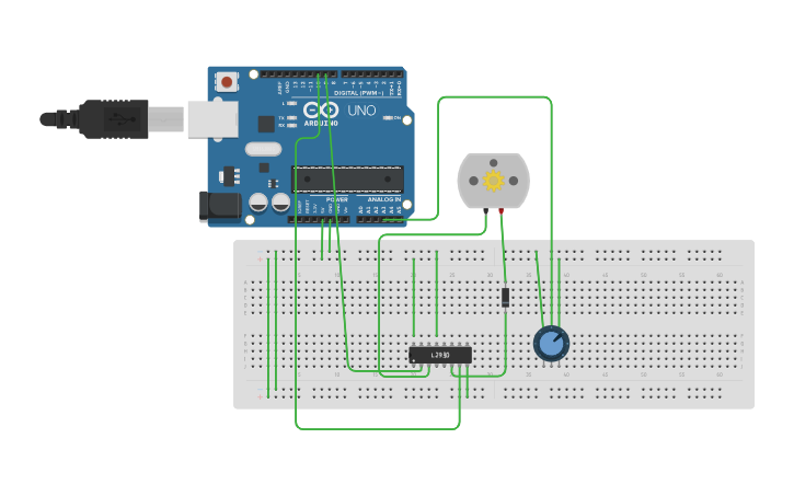 Circuit design Copy of Control de sentido de giro motor DC - Tinkercad Circuit design Copy of Control de sentido de giro motor DC - Tinkercad