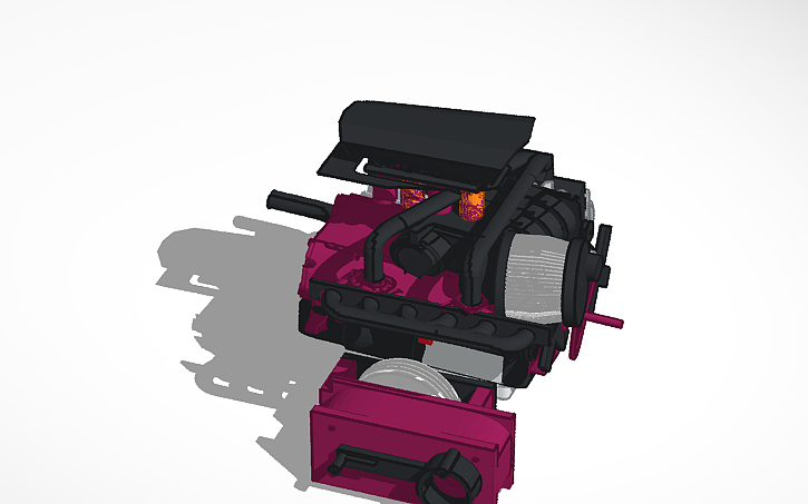 3D design Twin Turbo, Supercharged V8 ENgine | Tinkercad