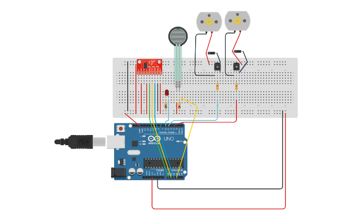 Circuit design FSR + Acelerómetro - Tinkercad
