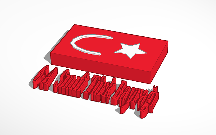 3D design Türk bayrağı | Tinkercad