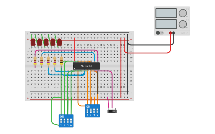 Circuit design Circuito somador 4 bits 74 | Tinkercad