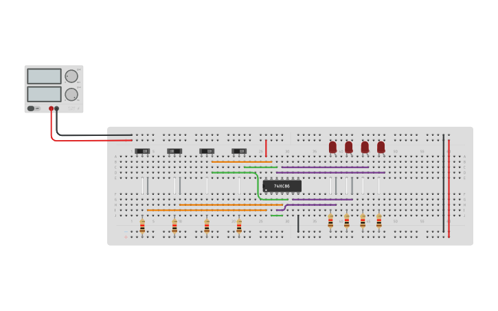 Circuit design Binary to Gray - Tinkercad