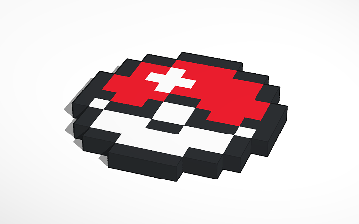 3D design 8 Bit pokeball | Tinkercad