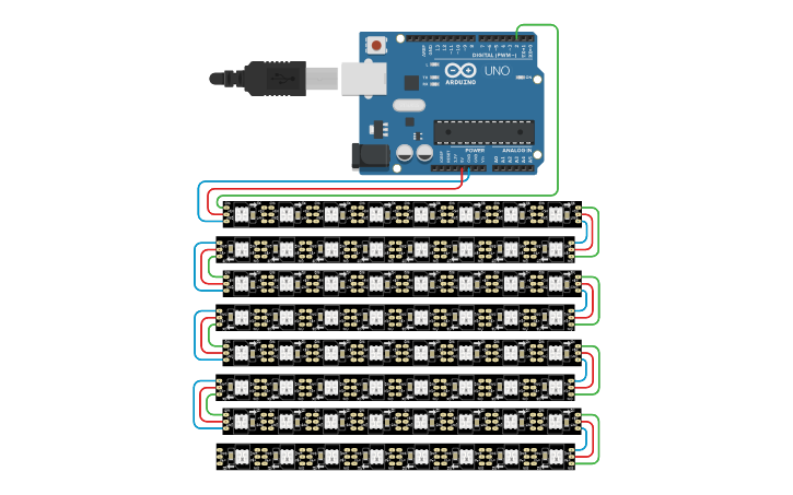 Circuit design Neopixel matrix - Tinkercad