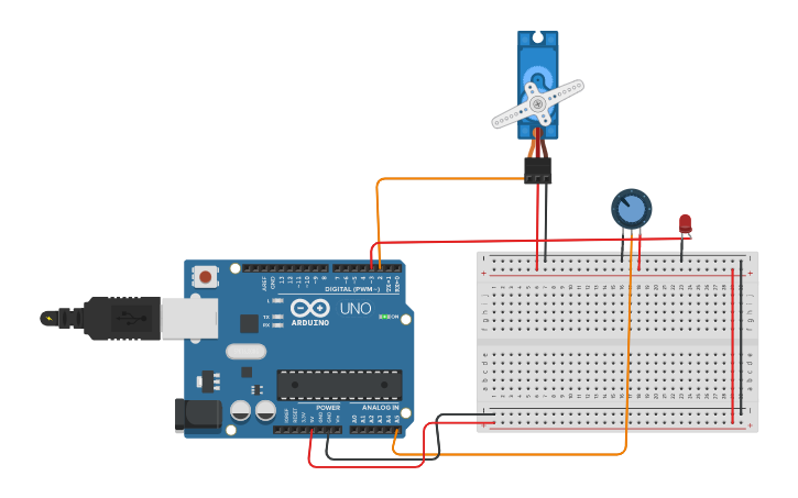 Circuit Design Servo Motor Tinkercad
