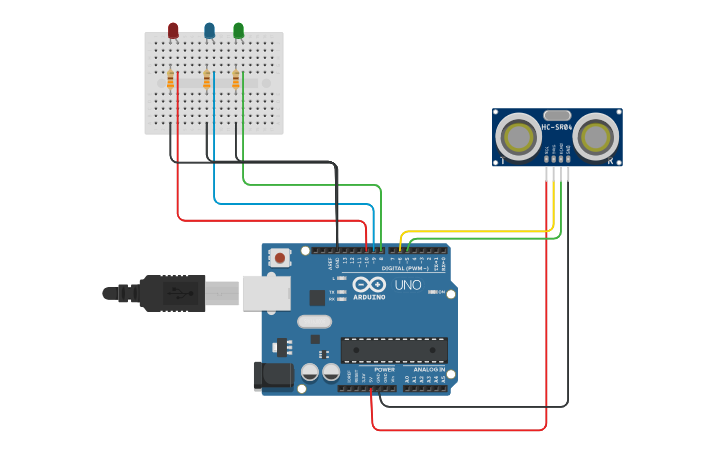 Circuit design EXP-5 (Reading Values from Ultrasonic sensor) - Tinkercad Circuit design EXP-5 (Reading Values from Ultrasonic sensor) - Tinkercad