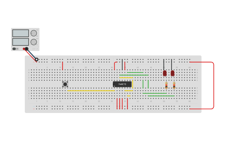 Circuit design 2-bit Asynchronous UP counte | Tinkercad