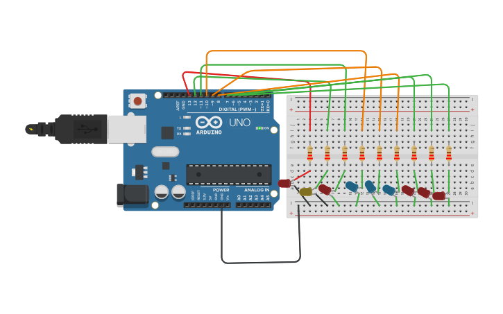 Circuit design arduino nano 9 leds david alvarez - Tinkercad