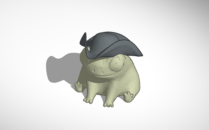 3D design Fred the Frog but he's Wearing a Tricorn Hat - Tinkercad