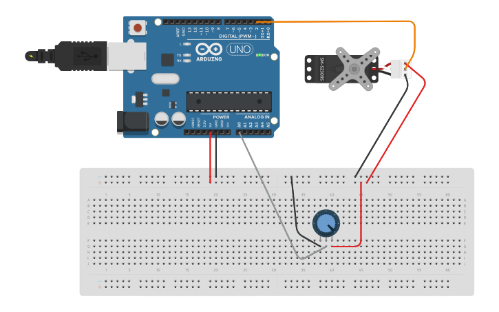 Circuit design Servomotor - Tinkercad