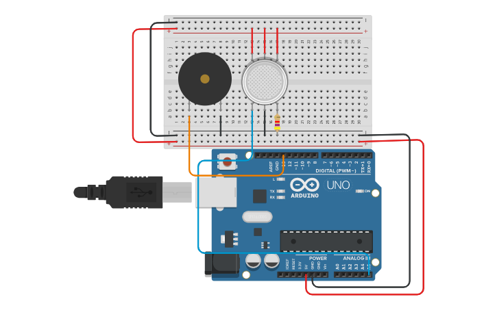 Circuit Design Sensor De Gas Tinkercad