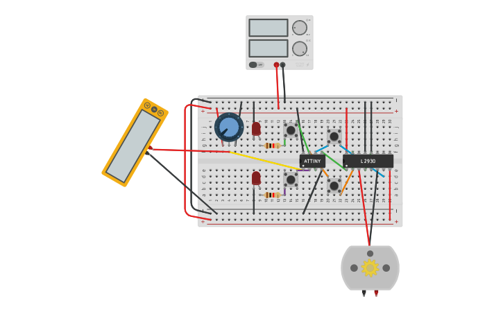 Circuit design TP2 Carro final | Tinkercad