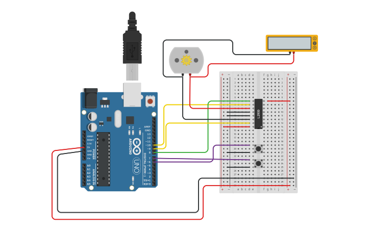 Circuit design Motor Speed and Direction-Control - Tinkercad