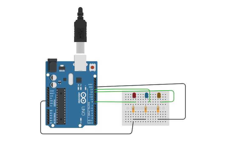 Circuit design LEDS | Tinkercad