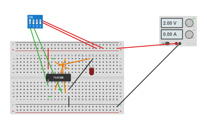 Circuit design NOR gate using NAND gate - Tinkercad