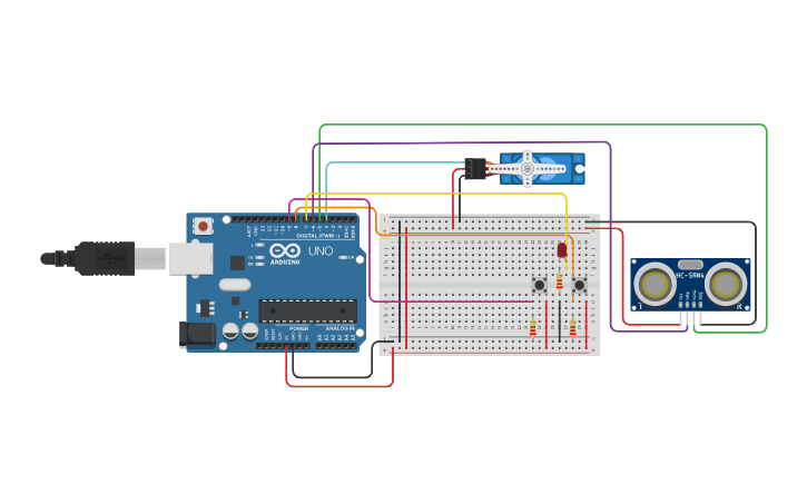 Circuit design Servo-Sensor - Tinkercad