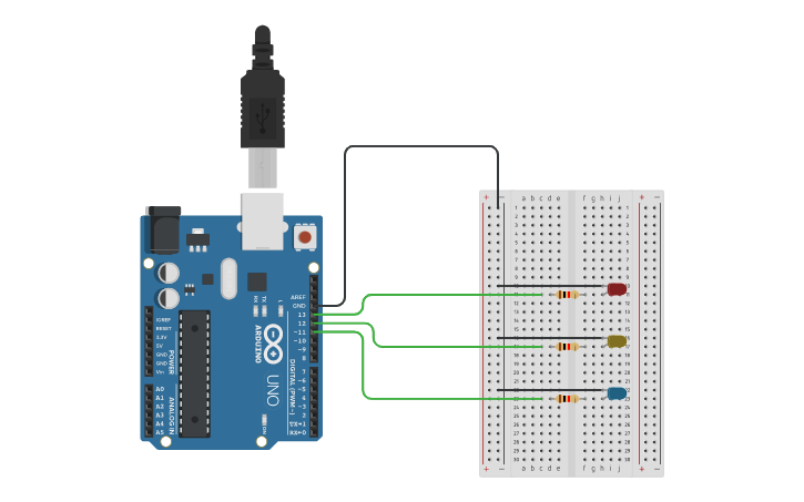 Circuit Design Led Sequential Control Using Arduino Tinkercad