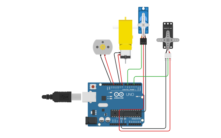 Circuit design CONTROL MOTORS USING DIGITAL PIN PROGRAM | Tinkercad