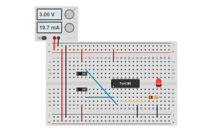 Circuit design porta AND | Tinkercad