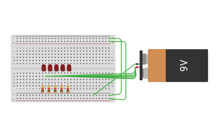 Circuit design parallelLED - Tinkercad
