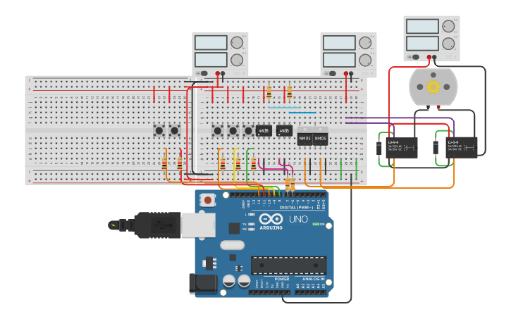 Circuit design Giro del motor controlado por arduino - Tinkercad