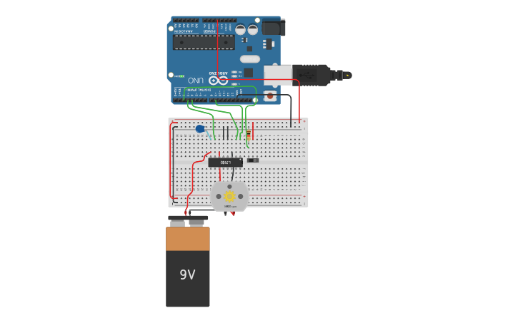 Circuit design Exercise 4b DC motor control using an H-Bridge | Tinkercad