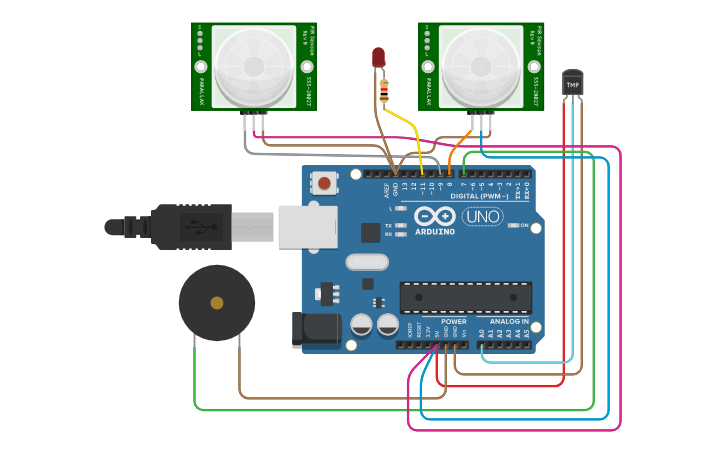 Circuit design Güvenlik Alarm Sistemi - Security Alarm System | Tinkercad