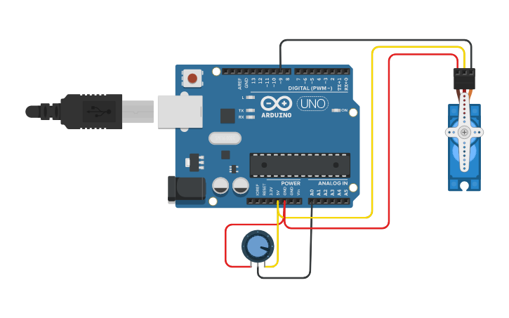 Circuit design LCD con Cervo - Tinkercad