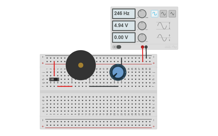 Circuit design Prueba de sonido (BUZZER) | Tinkercad