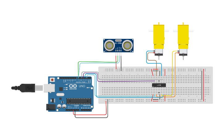 Circuit design Obstacle Avoidance Robot | Tinkercad