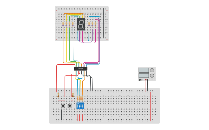 Circuit design 7 Segment Decoder - Tinkercad