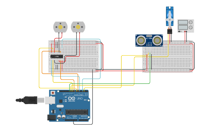 Circuit design Self Driving Car Project - Tinkercad