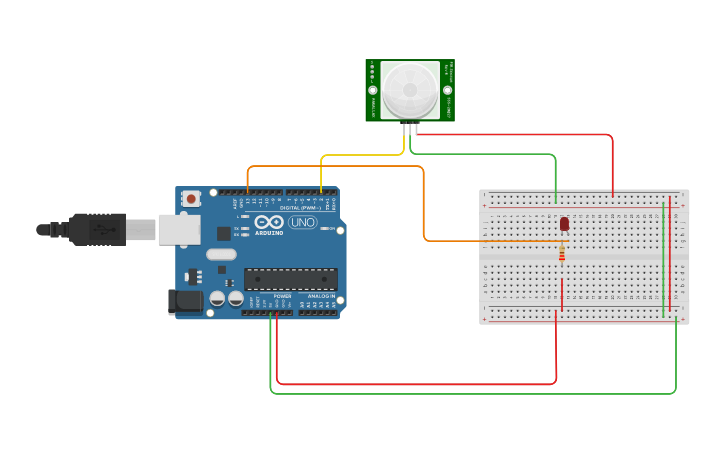 Circuit Design Motion Detector Tinkercad