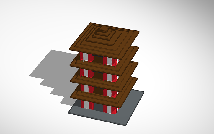 3D design Japanese Pagoda - Tinkercad