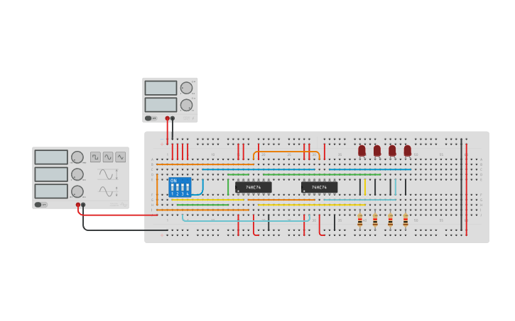 Circuit design Parallel In Parallel Out | Tinkercad
