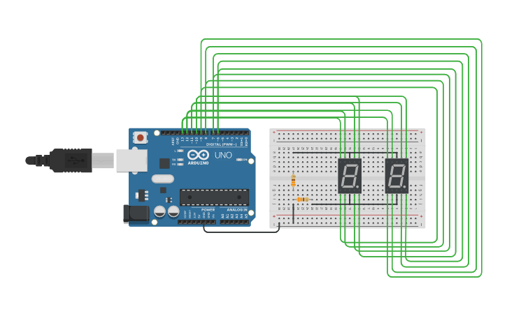 Circuit design led segment 7 display - Tinkercad
