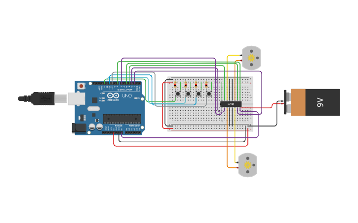 Circuit design 2 DC MOTOR - Tinkercad