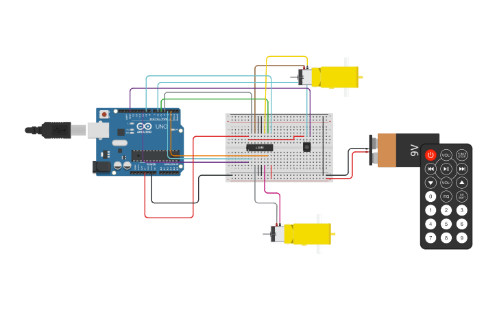 Circuit Design Controlar Dois Motores Dc Por Ir Tinkercad