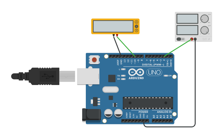 Circuit design Ex3.1 IO Port Voltage - Tinkercad