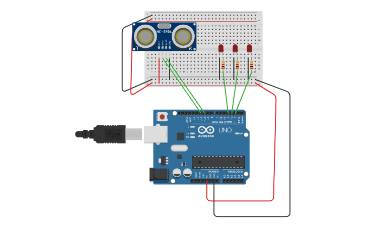 Circuit design Ultra Sonic - Tinkercad