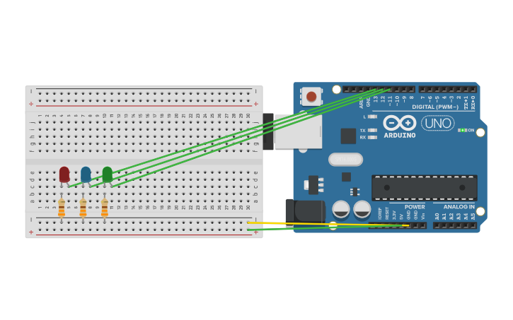 Circuit design secuencia de luces | Tinkercad