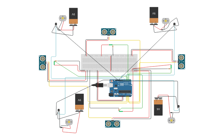 Circuit design Head Motion Controlled WheelChair - tilt sensor | Tinkercad