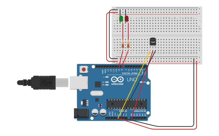 Circuit Design Sensor De Temperatura Tinkercad