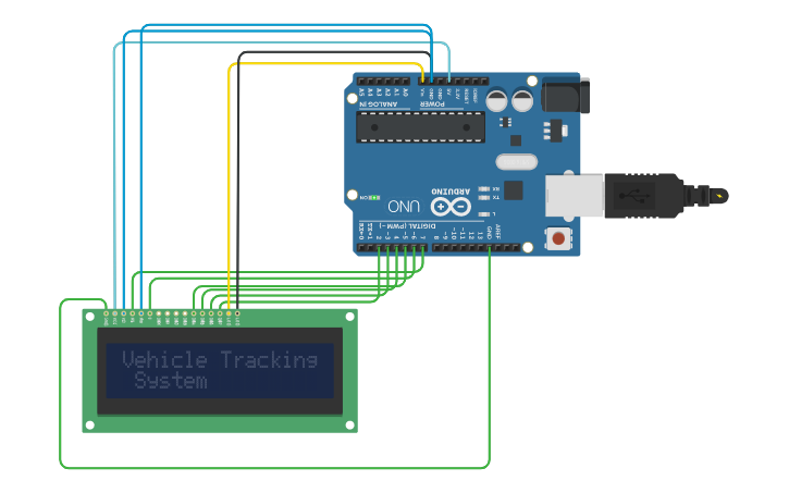 Circuit design Vehicle Tracking system - Tinkercad Circuit design Vehicle Tracking system - Tinkercad