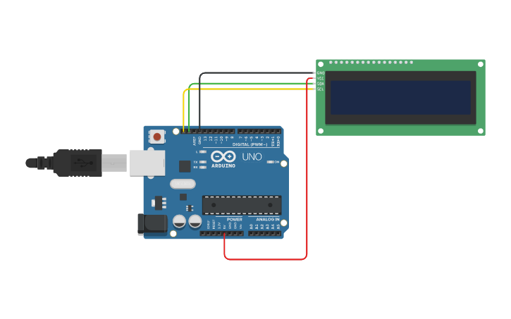 Circuit design i2c lcd - Tinkercad