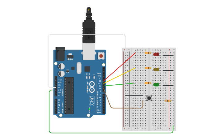 Circuit design pushbutton - Tinkercad