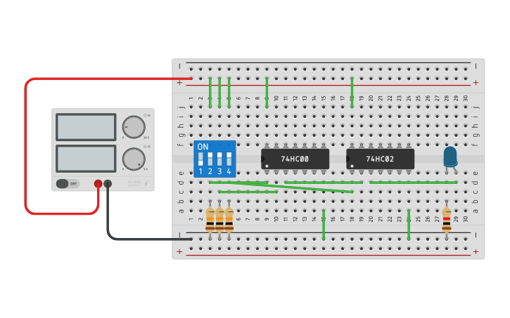 Circuit design Logic Gate 3 | Tinkercad