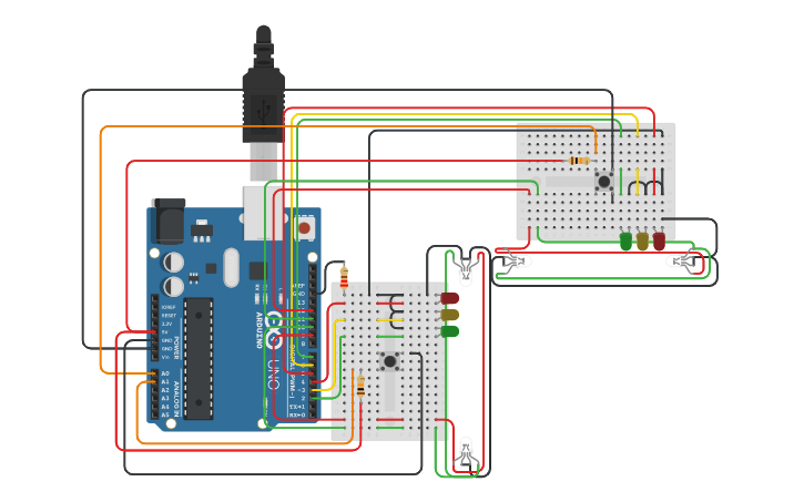 Circuit design Copy of Semáforo_Complexo_0 | Tinkercad