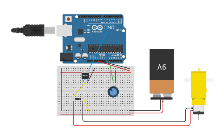 Circuit design Tarea control de velocidad de un motor - Tinkercad Circuit design Tarea control de velocidad de un motor - Tinkercad