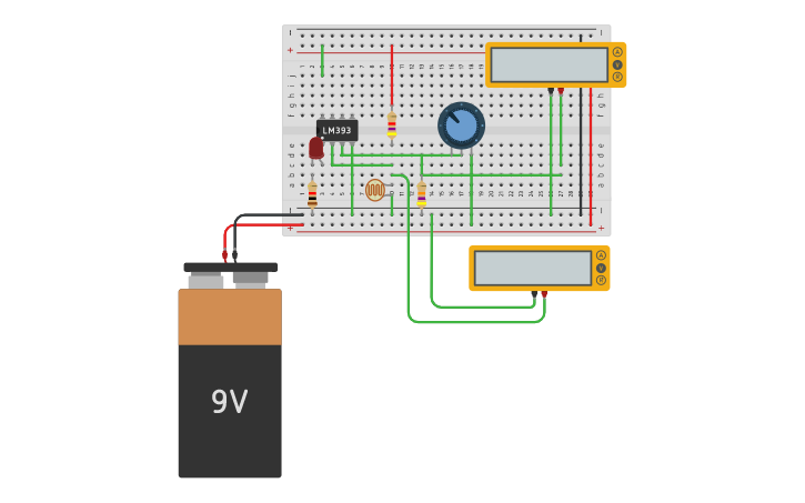 Circuit design LDR Comparator Circuit - Tinkercad